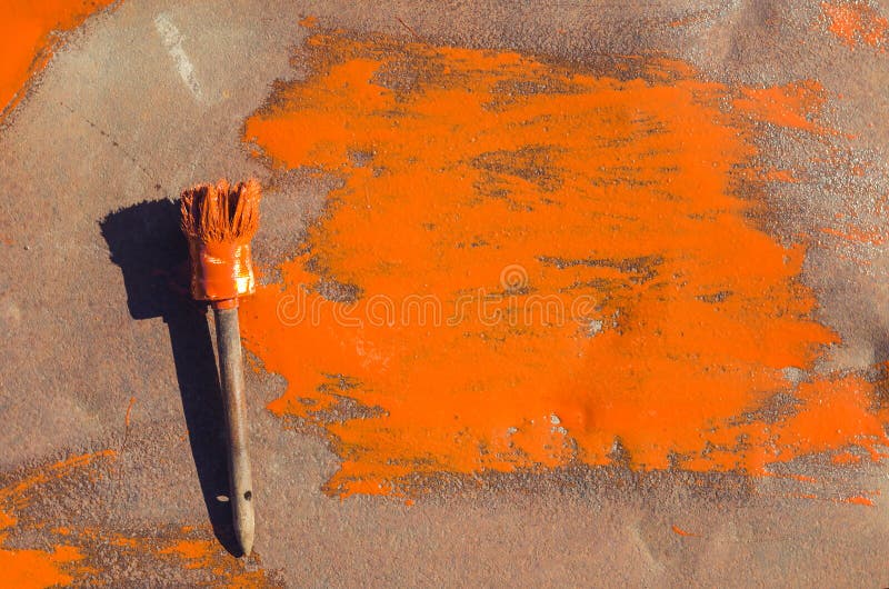 Rusty Metal Painting with Brush Stock Image - Image of plate, paint ...