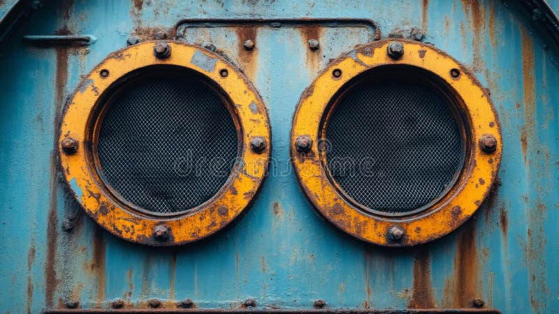 Rusty Metal Panel with Circular Grilles Stock Illustration ...