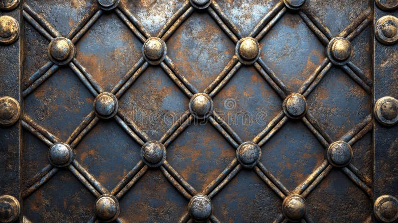 Rusty Metal Panel with Circular Rivets and Cross-Hatch Pattern Stock ...