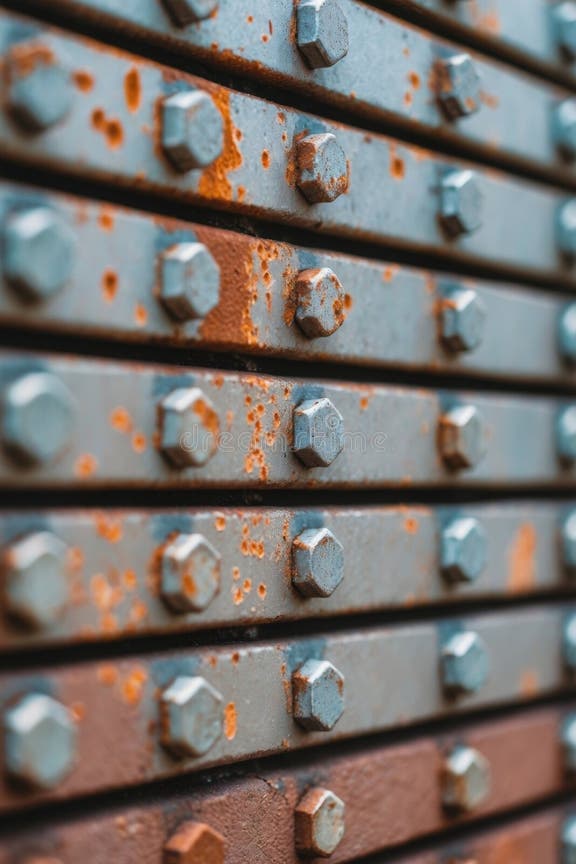 Rusty Metal Panel with Hexagon Nuts and Bolts. Stock Photo - Image of ...