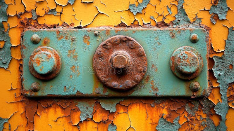 Rusty Metal Panel with Peeling Paint and Bolts Stock Illustration ...