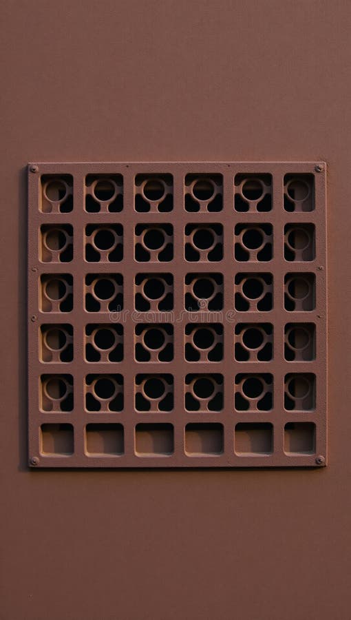 Rusty Metal Panel with Rectangular Vent Circular Hole Pattern Stock ...