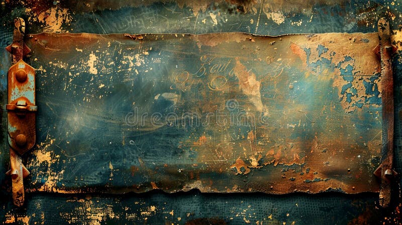 Rusty Metal Panel with Scratches and a Latch Stock Illustration ...