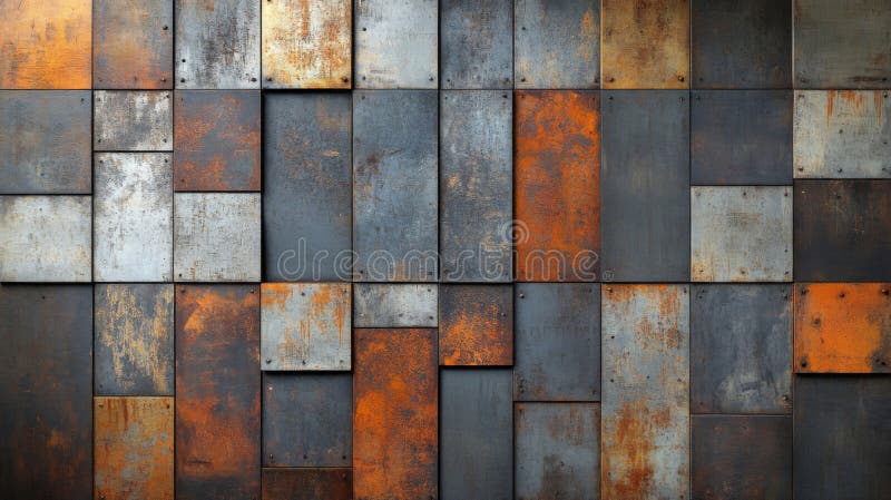 Rusty Metal Panel Wall Design Abstract Texture Stock Illustration ...