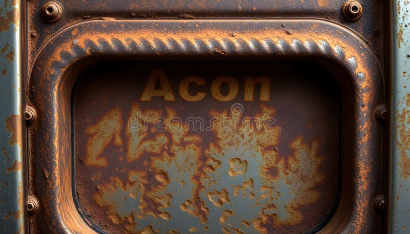 Weathered Metal Plate with Acon Inscription and Rust Texture Stock ...