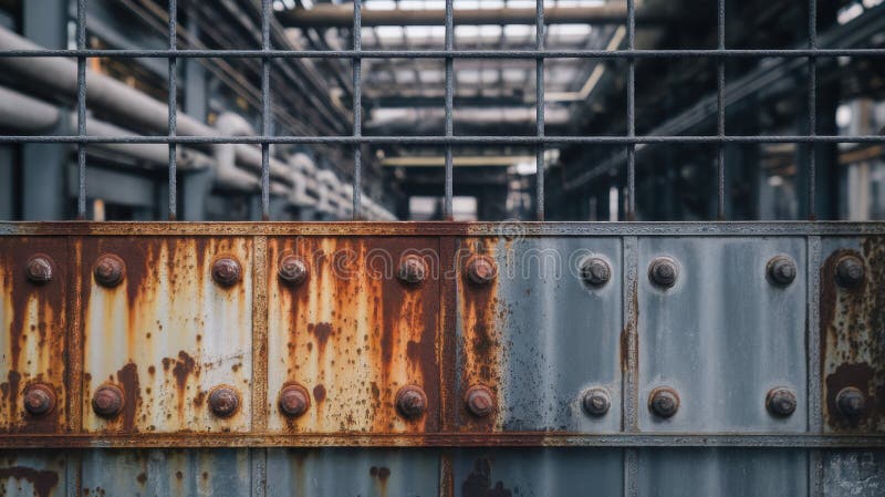 Rusty Metal Panels Contrasting with Industrial Architecture, Showcasing ...