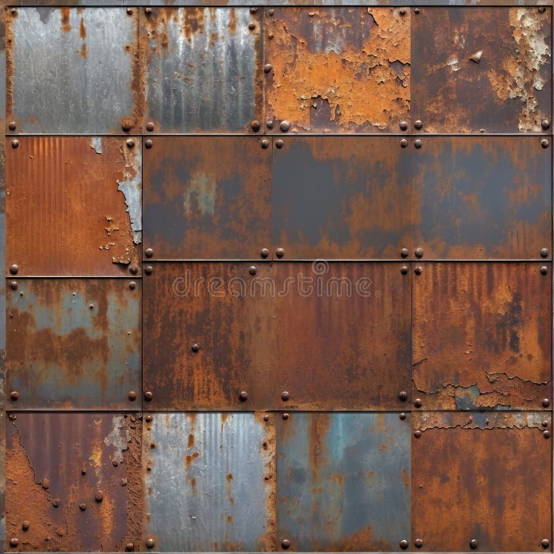 Rusty Metal Panels Forming a Textured Wall Background Stock Image ...