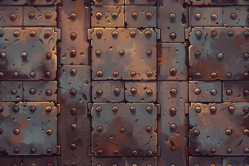 Rusty Metal Panels Texture Background with Rivets Seamless Pattern Aged ...