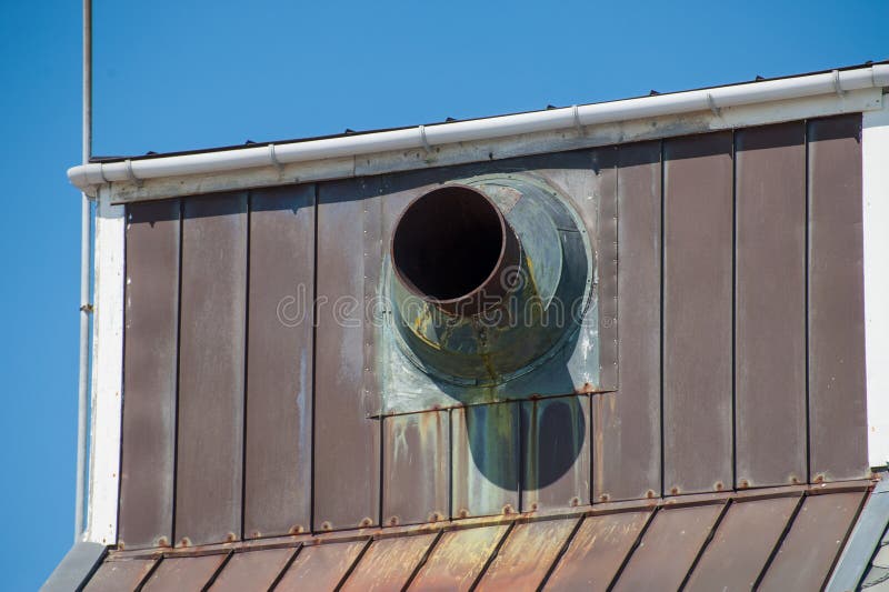 Rusty Metal Pipe on Weathered Building Wall.. Stock Image - Image of ...