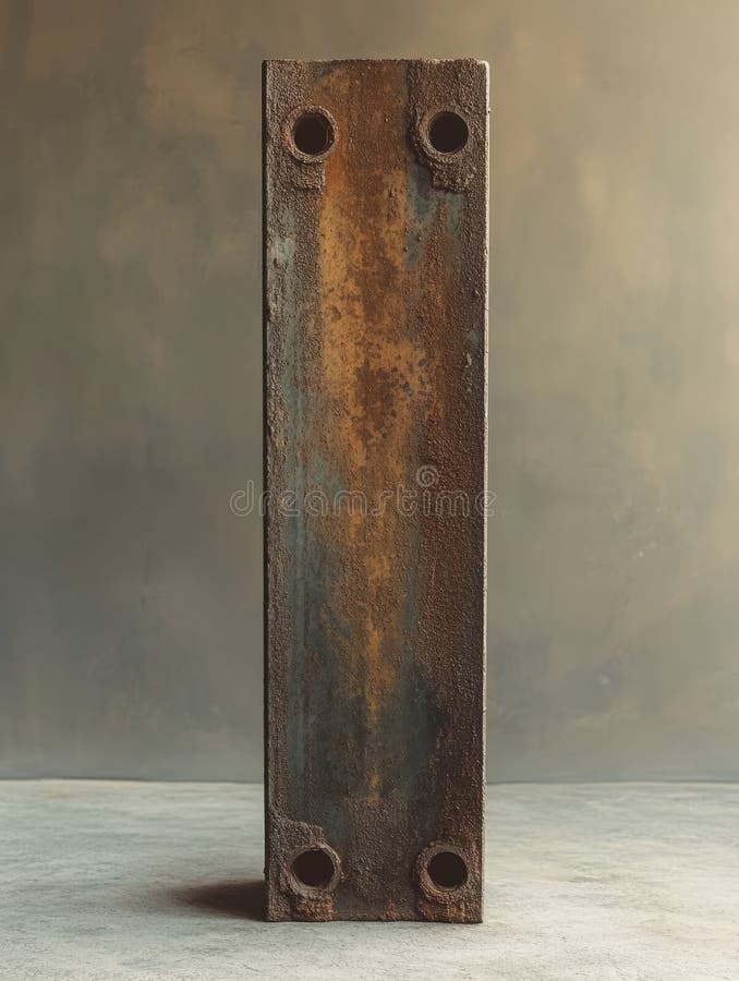 Rusty Metal Plate with Holes in a Vertical Stance. Stock Photo - Image ...