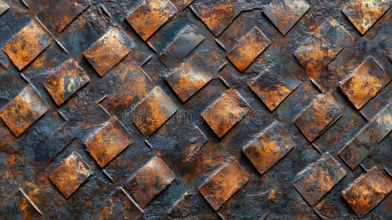 Rusty Metal Plates in a Diamond Pattern Stock Illustration ...
