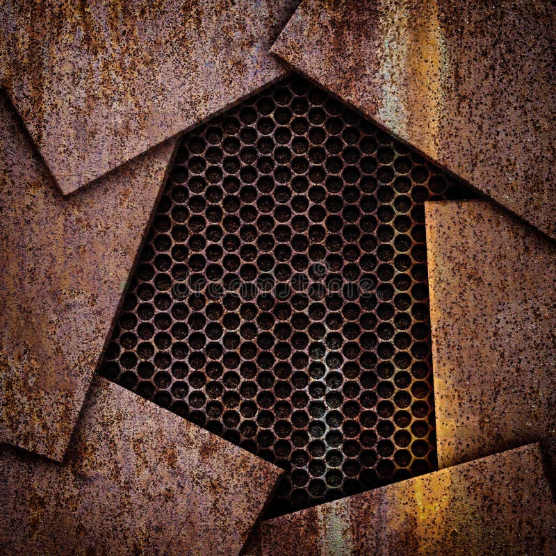 Rusty Metal Plates and Grid Background Corrosion Iron Stock ...