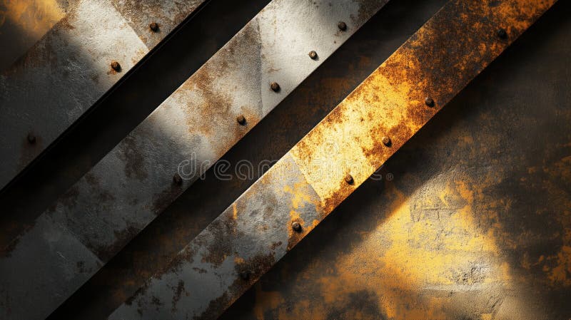 Rusty Metal Plates Riveting a Grunge Wall Creating a Diagonal Pattern ...