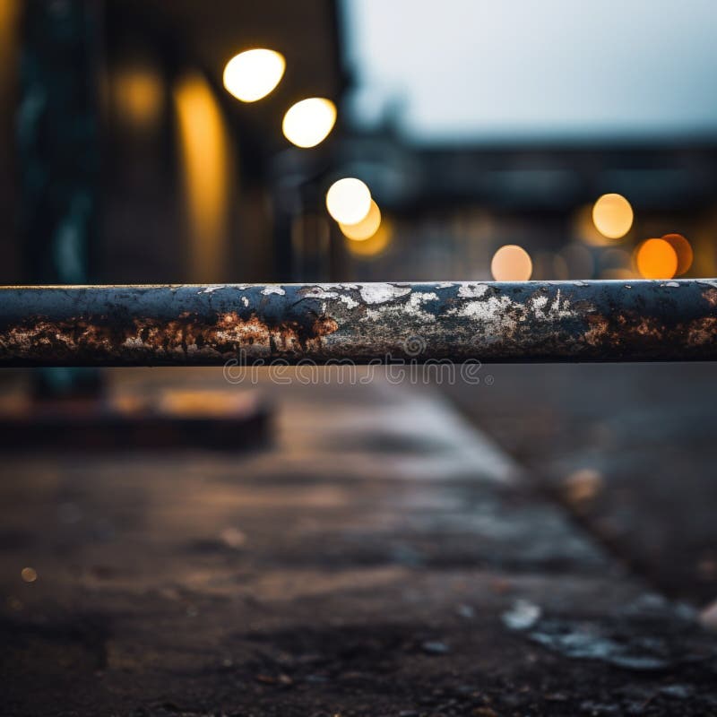 A Rusty Metal Pole with a Light Shining on it, AI Stock Photo - Image ...