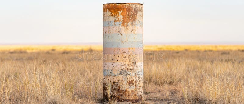 Rusty metal post in field stock illustration. Illustration of grass ...