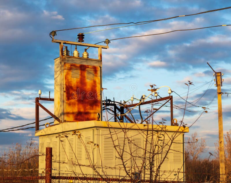 Metal Power Line Connected with Multiple Wires and Glass Insulators ...