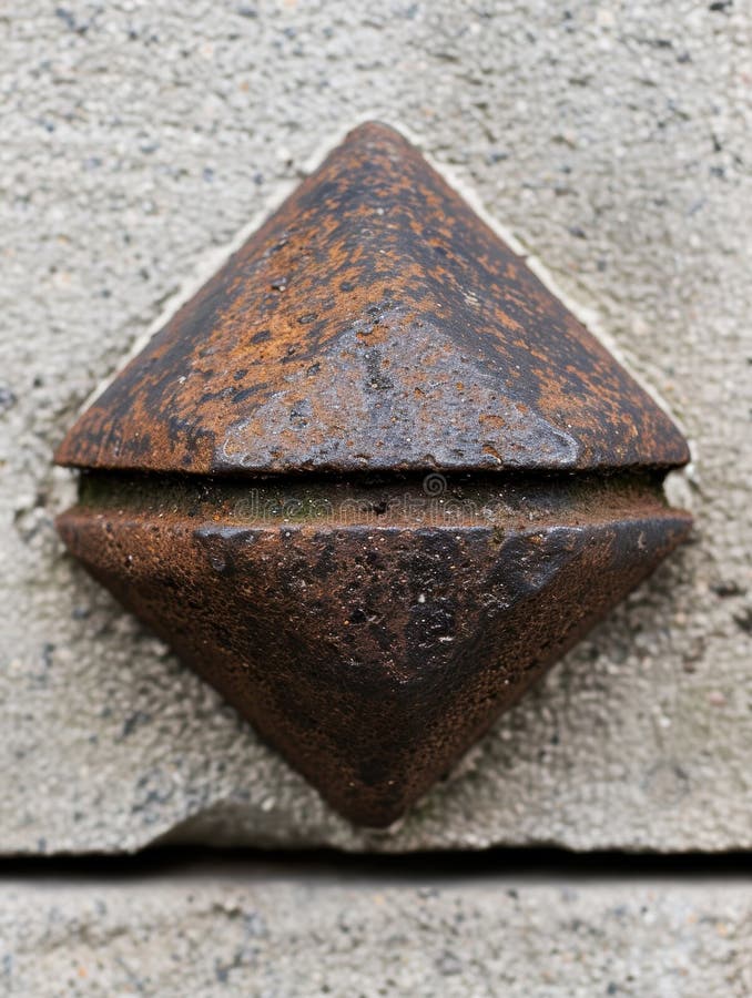 Rusty Metal Pyramid on Concrete Surface Stock Illustration ...