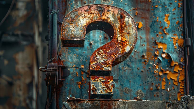 A Rusty Metal Question Mark on a Textured Background. Stock Image ...