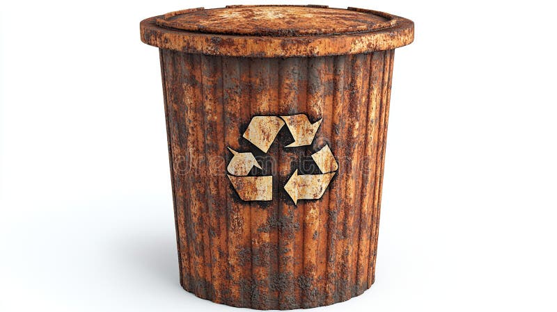 Rusty Metal Recycling Bin with a Recycle Symbol. it S Weathered and ...