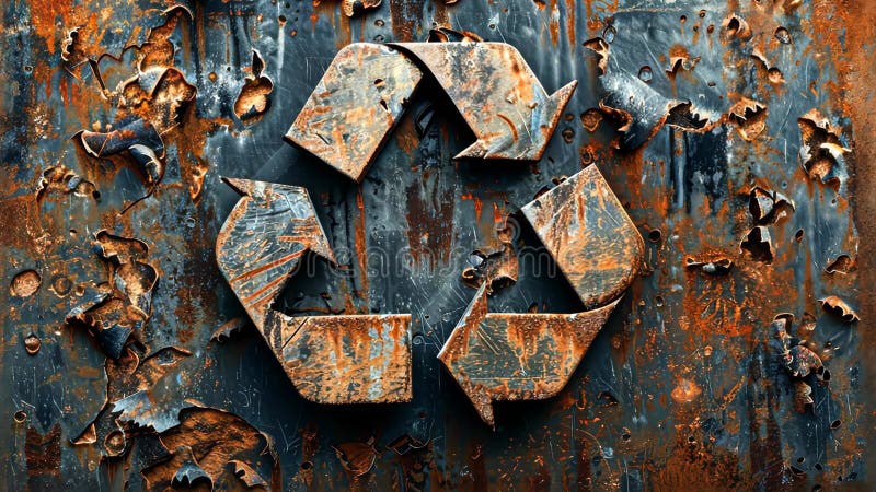 Rusty Metal Recycling Symbol on Corroded Surface, Environmental Concept ...