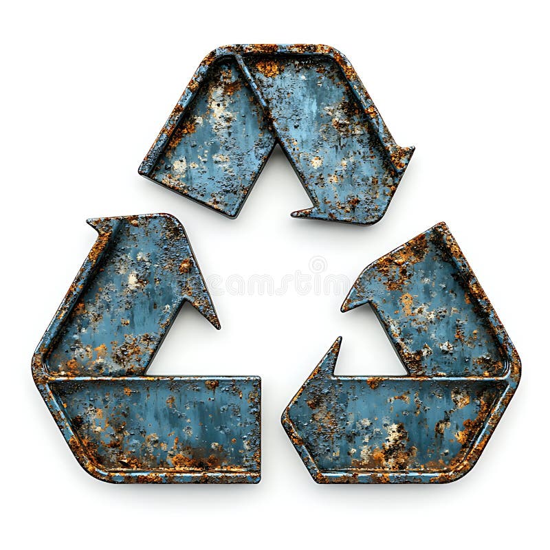 Rusty Metal Recycling Symbol Isolated on White Stock Illustration ...