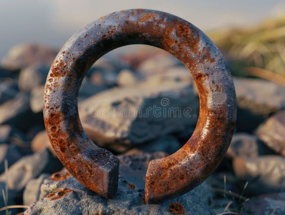 Rusty Metal Ring on Rocks stock image. Image of earthy - 366575617