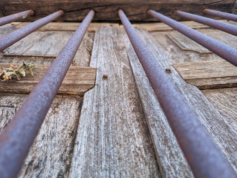 Rusty Metal Rod of Old House Stock Photo - Image of walkway, roof ...