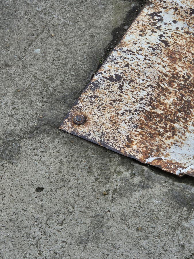 Rusty Metal Sheet on the Concrete Floor Stock Photo - Image of element ...