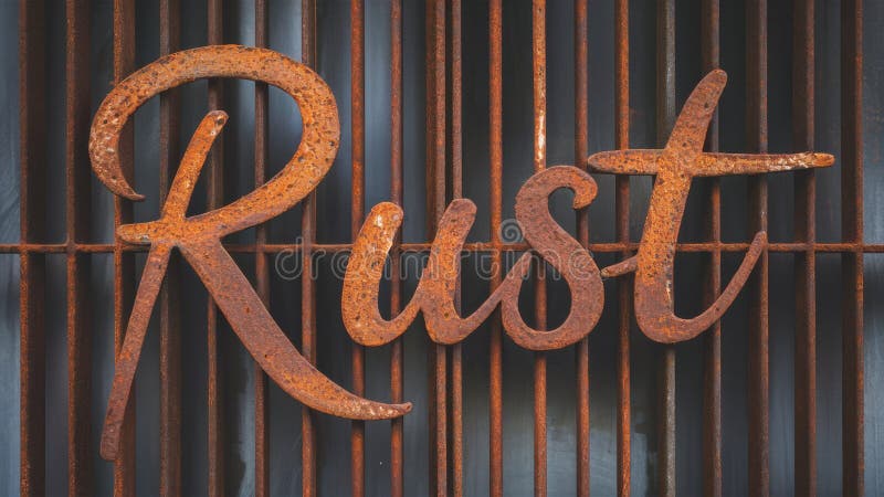 Rusty Metal Sign on a Rusty Iron Grate with the Word Rust, AI Stock ...