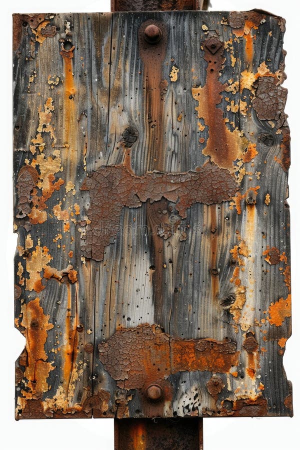 A Rusty Metal Sign on a White Background Stock Image - Image of worn ...