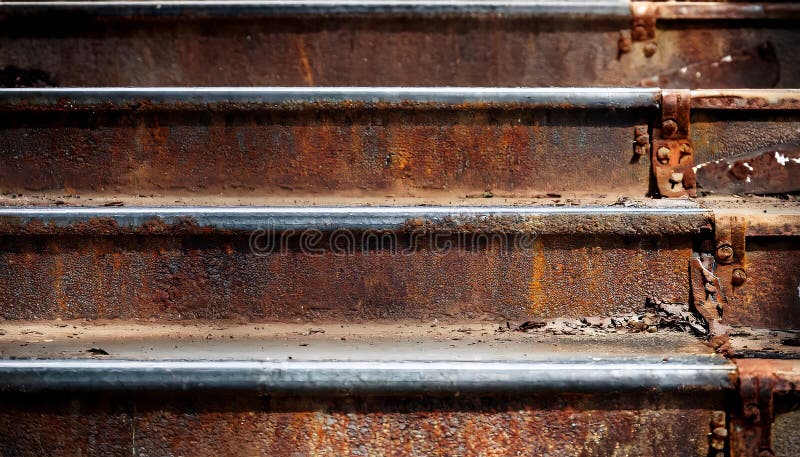 Rusty Metal Staircase Showing Time and Decay, with Peeling Paint and ...
