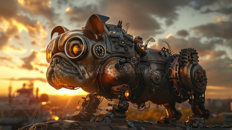 Rusty Metal Steam Punk Bulldog Stock Illustration - Illustration of ...