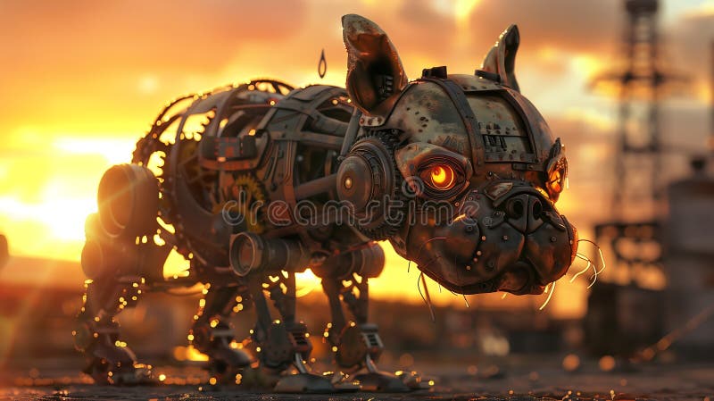 Rusty Metal Steam Punk Bulldog Stock Illustration - Illustration of ...
