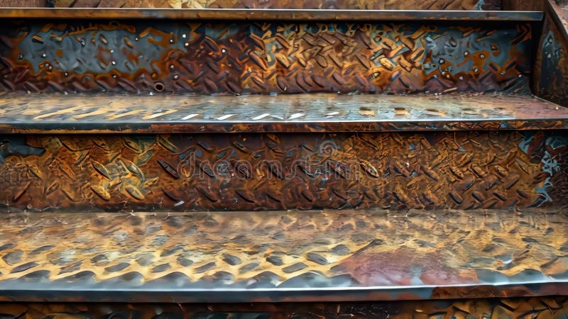 Rusty Metal Steps with Diamond Plate Texture Stock Footage - Video of ...
