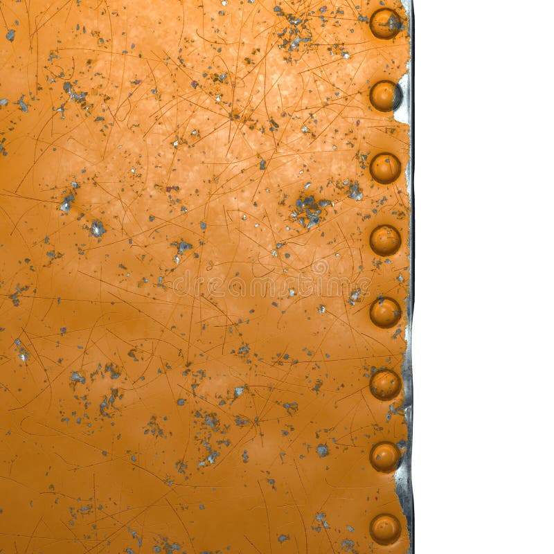 Rusty Metal Strip with Rivets on the Left Against Isolated on White ...