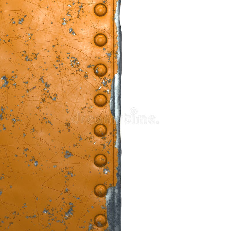 Rusty Metal Strip with Rivets on the Left Against Isolated on White ...