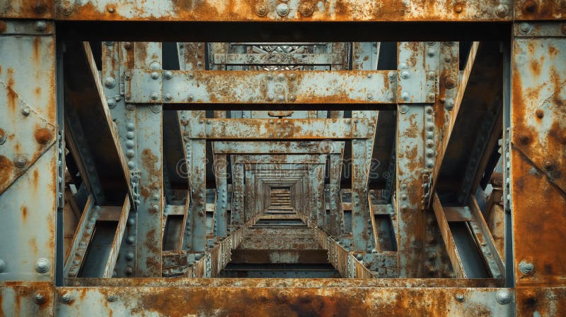 Rusty Metal Structure Creating a Vanishing Point Stock Illustration ...