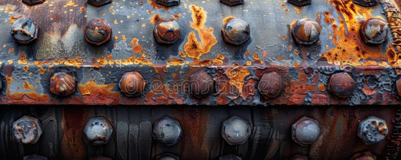 Rusty Metal Surface with Bolts, Close-up. Industrial Decay and Texture ...