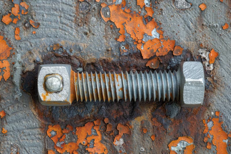 A Rusty Metal Surface with an Old Bolt Attached, Painted Orange for ...