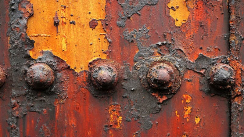 Rusty Metal Surface with Peeling Paint and Rivets Stock Illustration ...