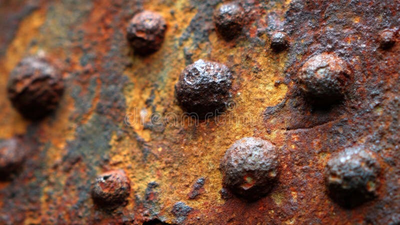 Rusty Metal Surface with Protruding Rivets Showing Texture and Decay in ...