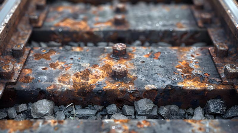 Rusty Metal Surface of a Railroad Track - Close-up Photo Stock ...