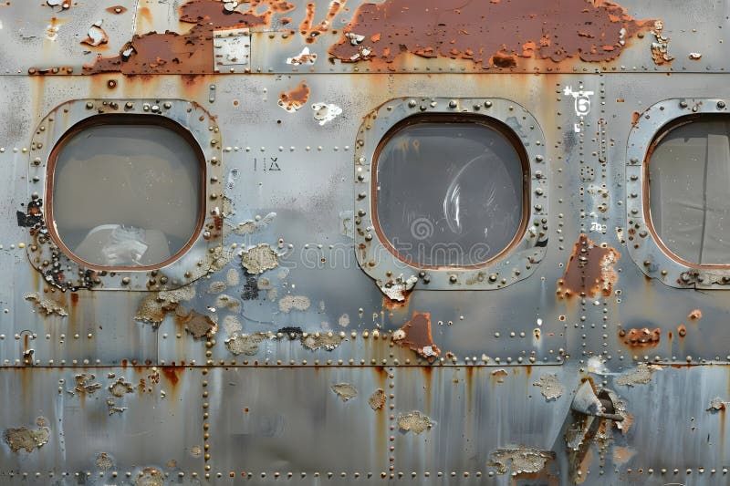 Rusty Metal Surface with Rivets and Windows, Awe-Inspiring Textures of ...