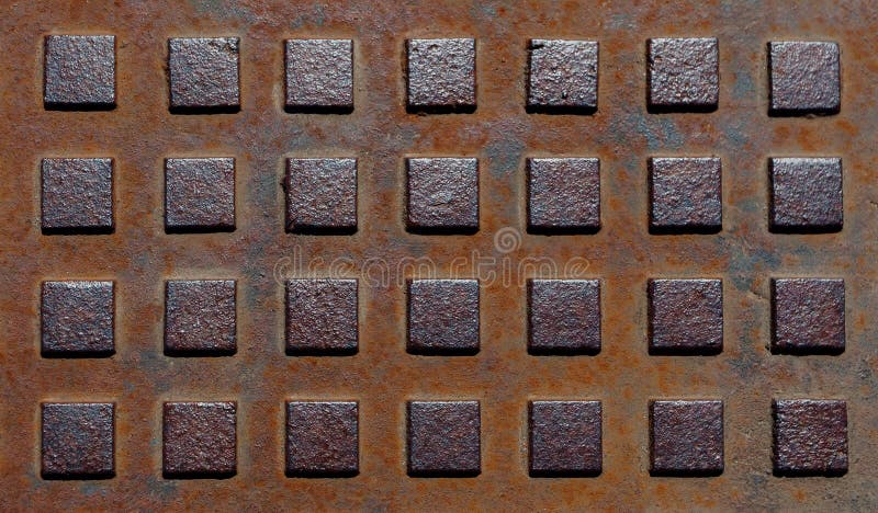 Rusty Metal Surface with Square Protrusions Stock Image - Image of ...