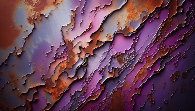 Rusty Metal Texture with Peeling Paint in Vibrant Purple and Orange ...