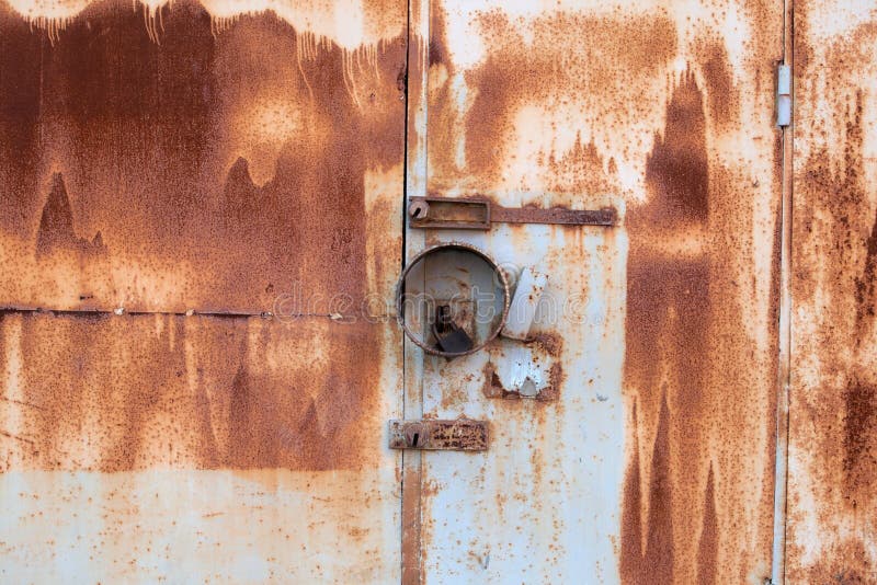 Rusty Metal Wall and Door with the Lock Stock Photo - Image of metallic ...