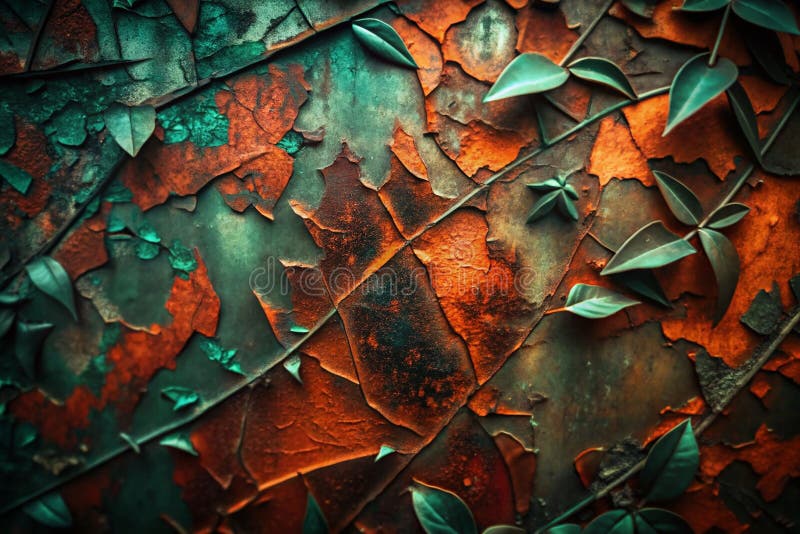 Rusty Metal Wall Overgrown with Vines Stock Illustration - Illustration ...