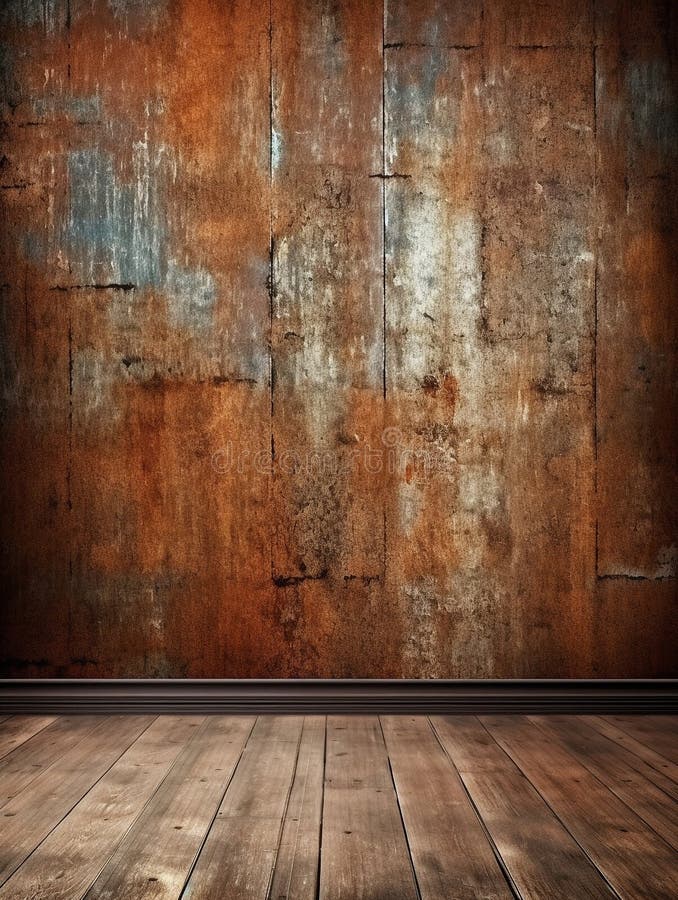 Rusty Metal Wall Texture Wood Floor Stock Illustration - Illustration ...