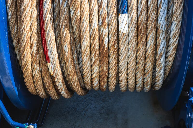 Rusty Metal Wire on a Large Drum on a Ship.. Stock Photo - Image of ...