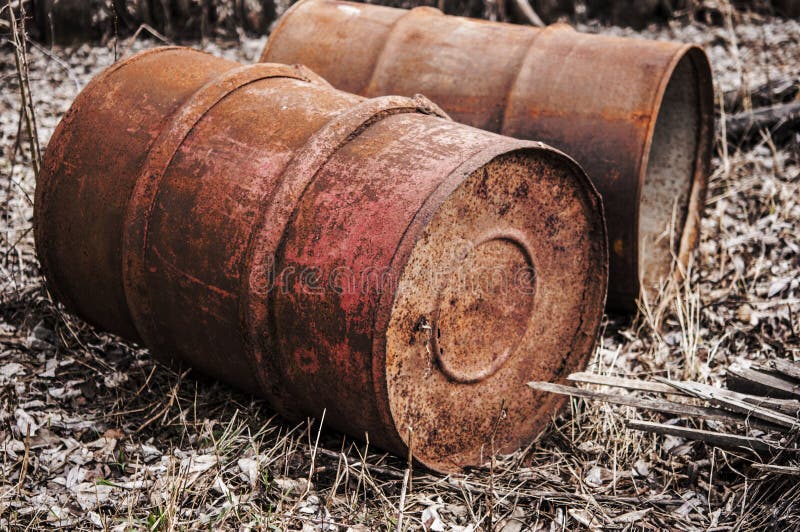 Old Metal Painted A Rusty Barrel. Background. Stock Photo - Image of ...